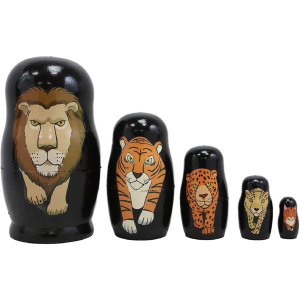 Dakota Fields Black Safari Jungle Animals Cats Lion Tiger Cheetah Jaguar Tabby Cat Wooden Toy ...